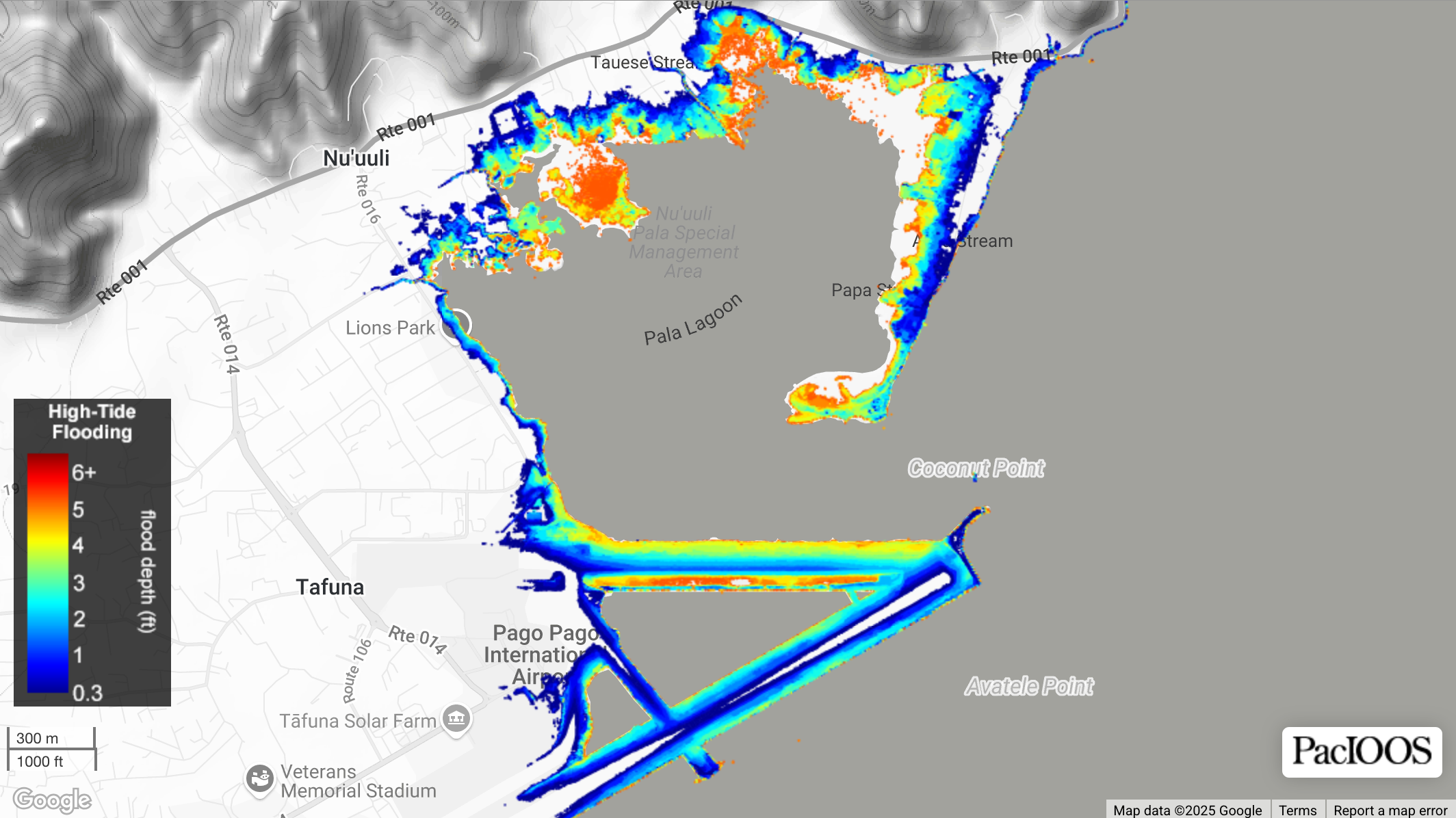 Sea Level Rise: American Samoa: Extreme High-Tide Flooding: 2070 ...